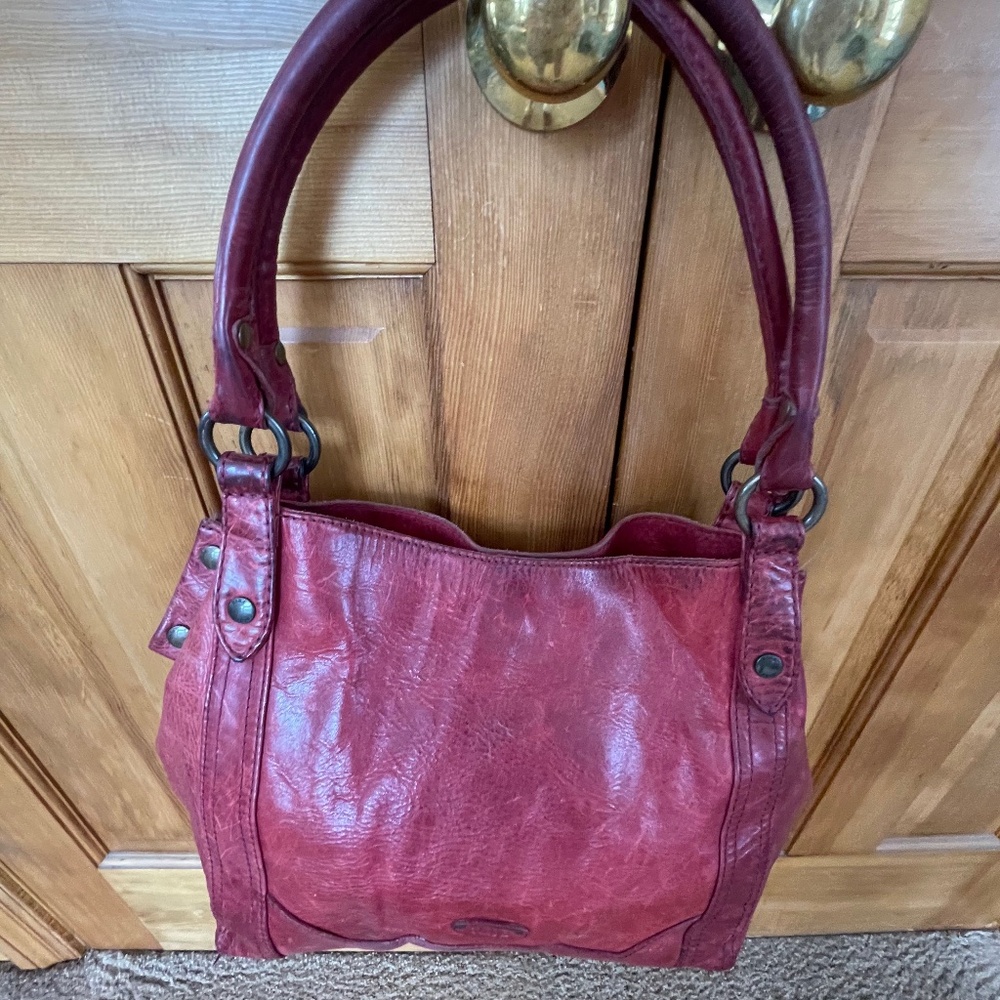 Frye Melissa Dark Red Leather Shoulder Bag - Gem
